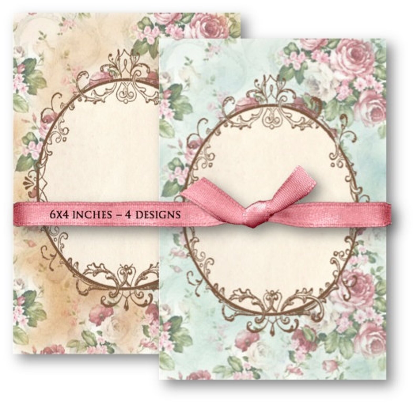 DIGITAL Pink Roses Frame Backgrounds Digital Collage Sheet | Etsy