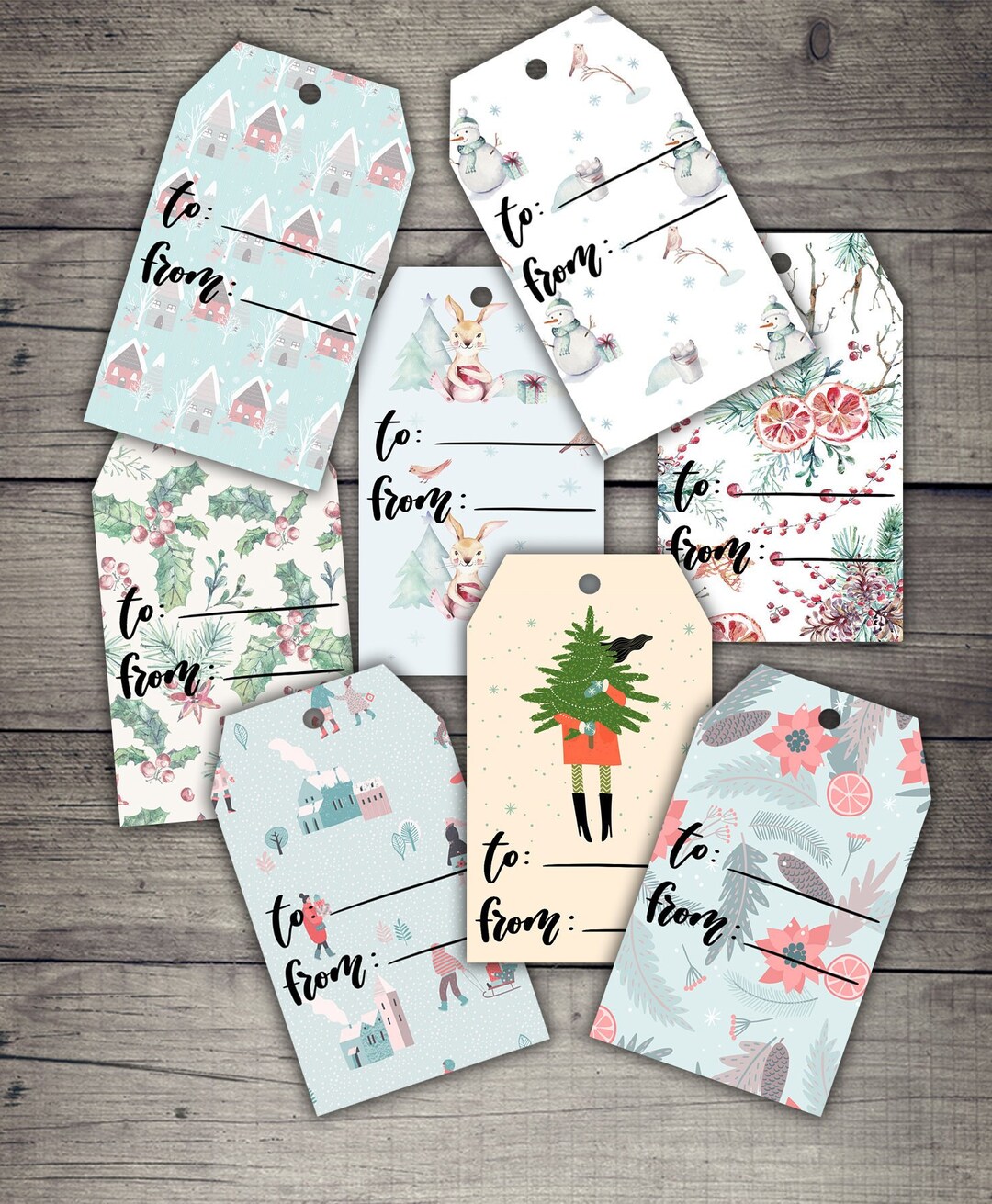 DIGITAL Printable Christmas Gift Tags - Digital Collage Sheet Download ...