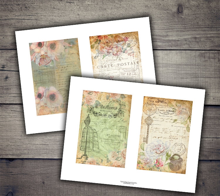 DIGITAL Vintage Floral Ephemera Digital Papers Download - Etsy
