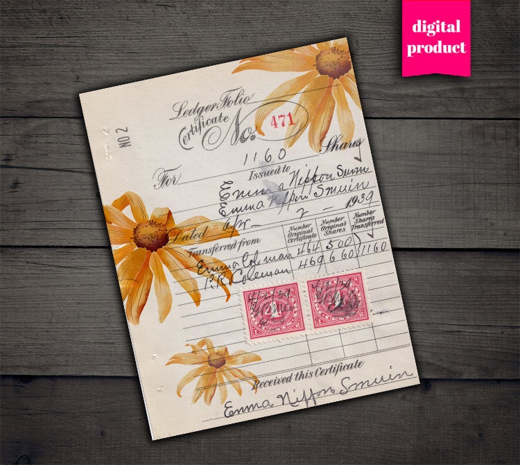 DIGITAL Floral Ephemera Printable Botanical Papers Download - Etsy