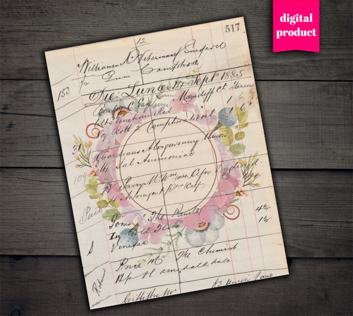 DIGITAL Floral Ephemera Printable Floral Papers Download - Etsy