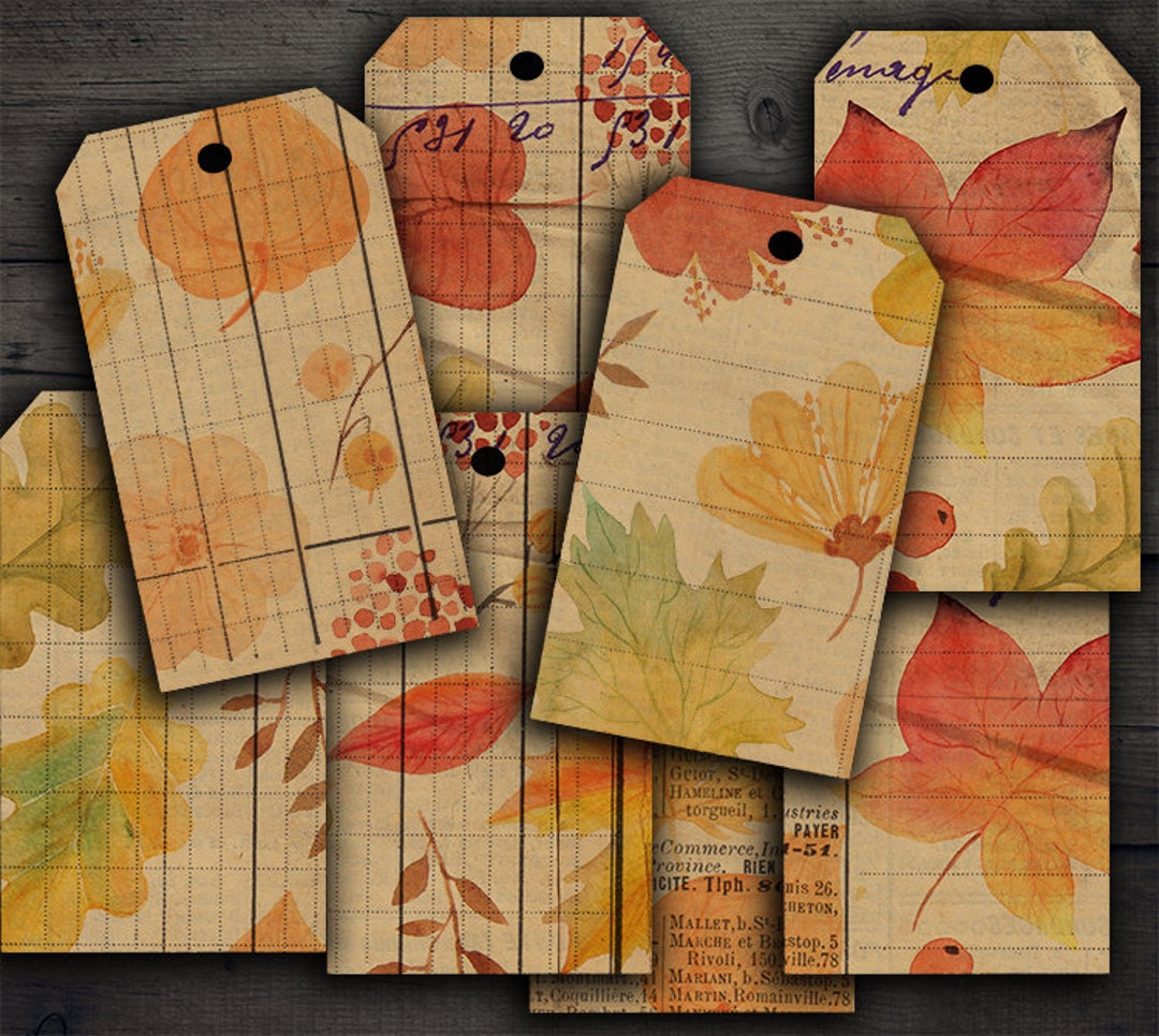 DIGITAL Printable Vintage Fall Tags - Digital Collage Sheet Download ...