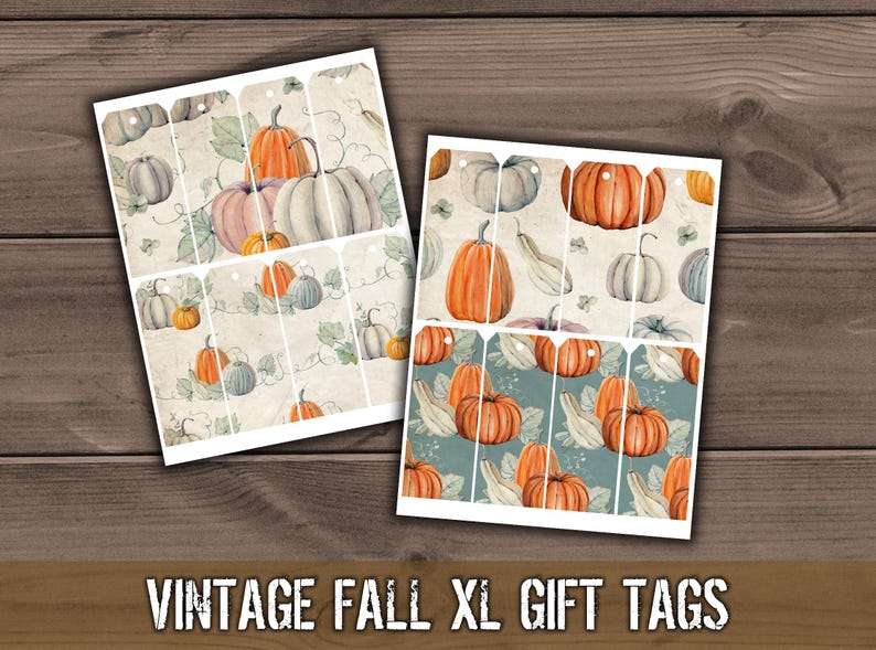 Vintage Fall Pumpkin Gift Tags: Printable XL Paper (PDF & JPEG) - Etsy