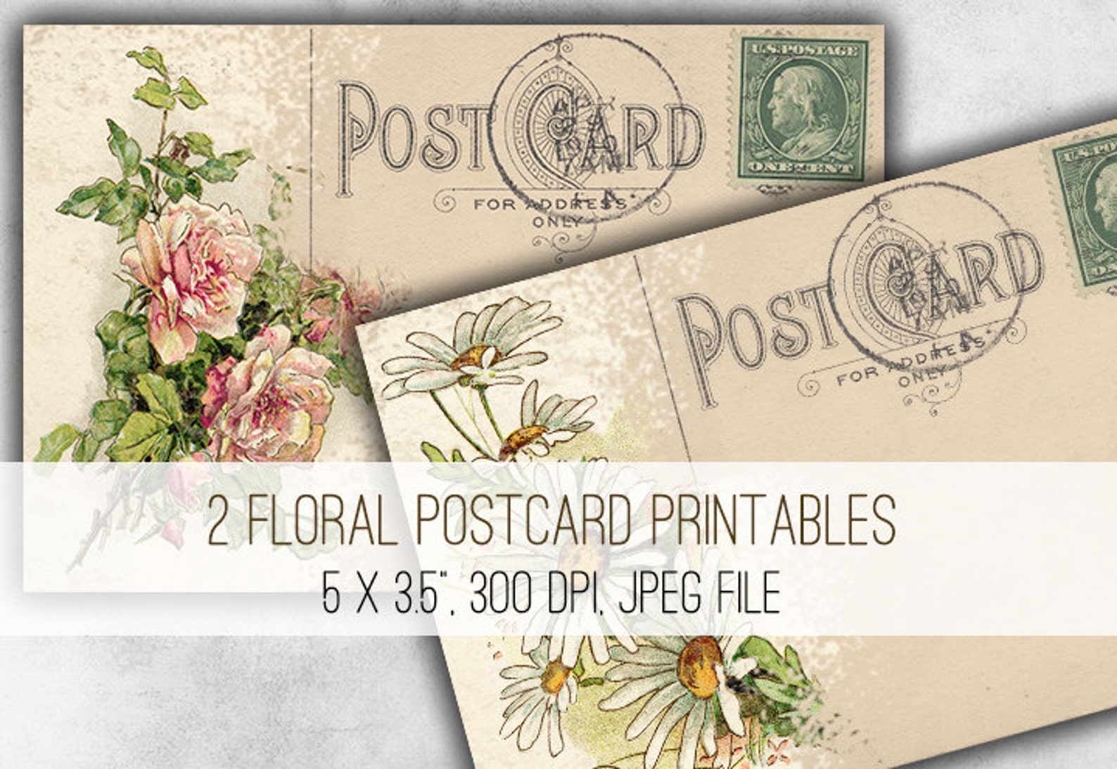 DIGITAL Floral Postcards Digital Collage Sheet Download 1017 | Etsy