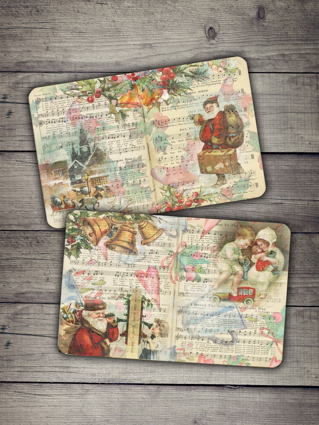 Vintage Christmas Junk Journal Pages: Printable Collage Sheet (digital ...