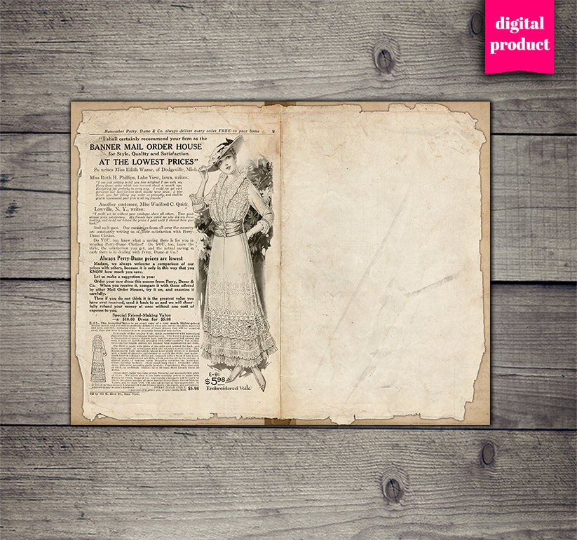 DIGITAL Antique Fashion Junk Journal Pages Printable Fashion | Etsy