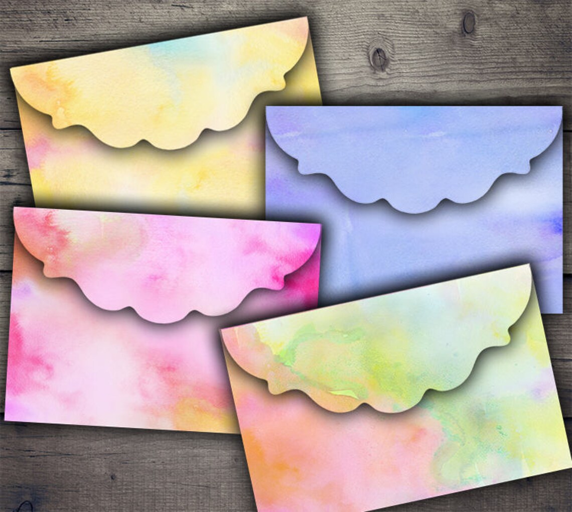 DIGITAL Watercolor Envelopes Digital Collage Sheet | Etsy