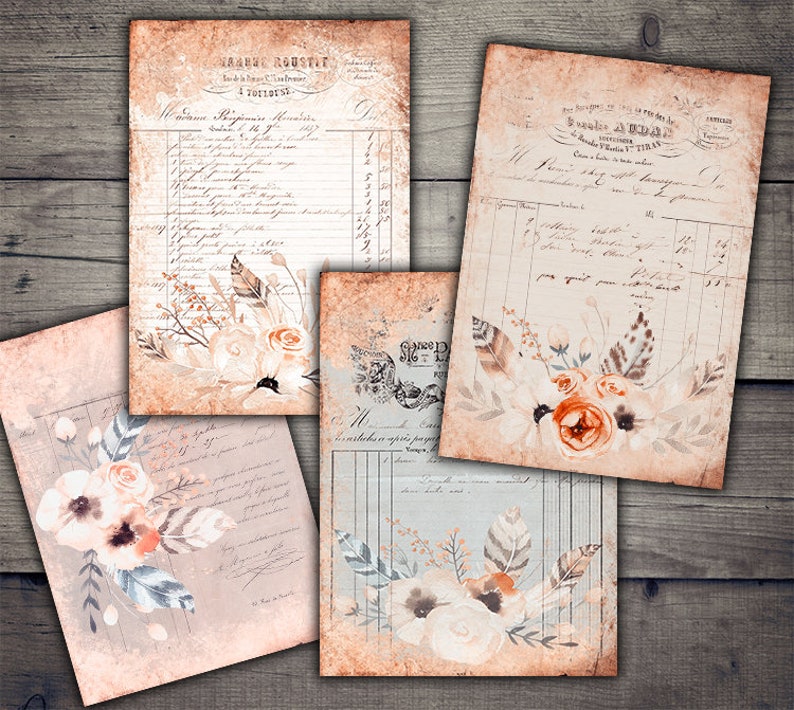 DIGITAL Pastel Boho Floral Ephemera Printables Digital Paper | Etsy