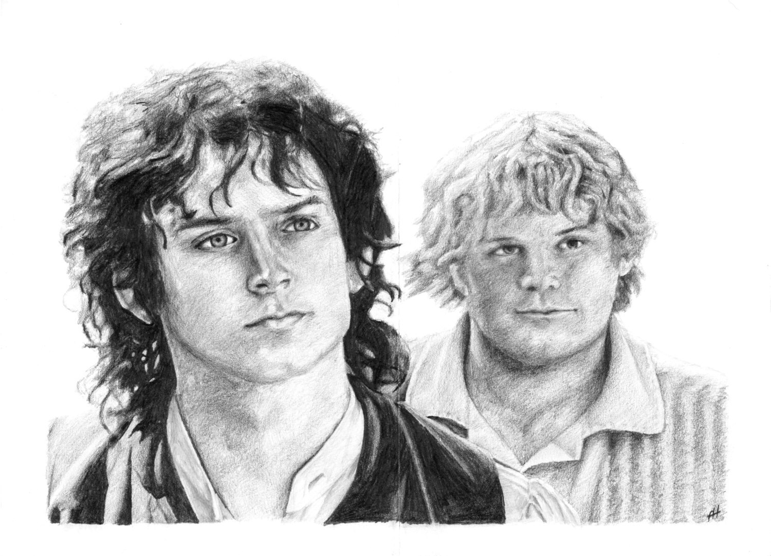 ORIGINAL FRODO und SAM Herr der Ringe Bleistiftzeichnung | Etsy