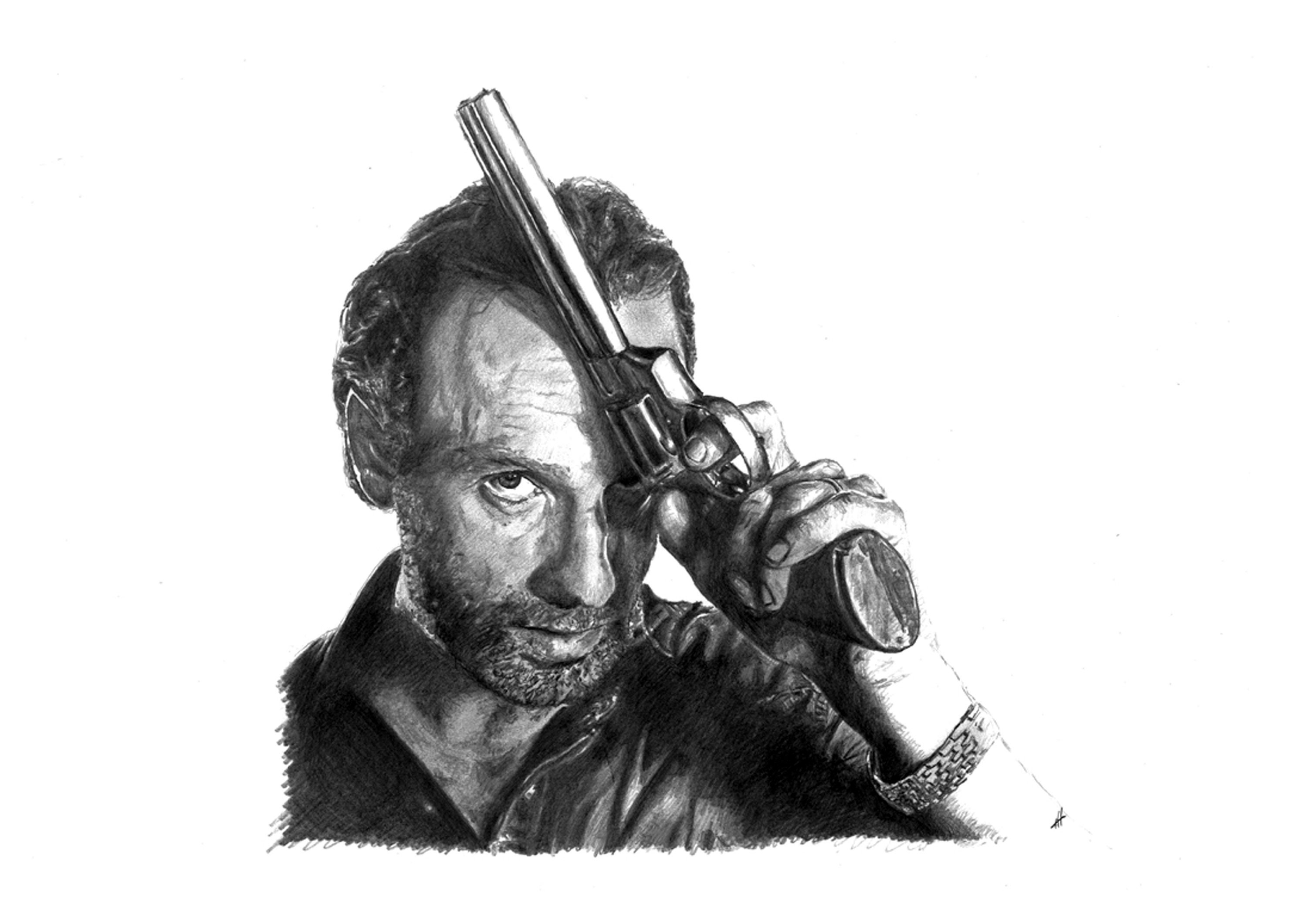 ORIGINAL WALKING DEAD Rick Grimes Pencil Drawing - Etsy