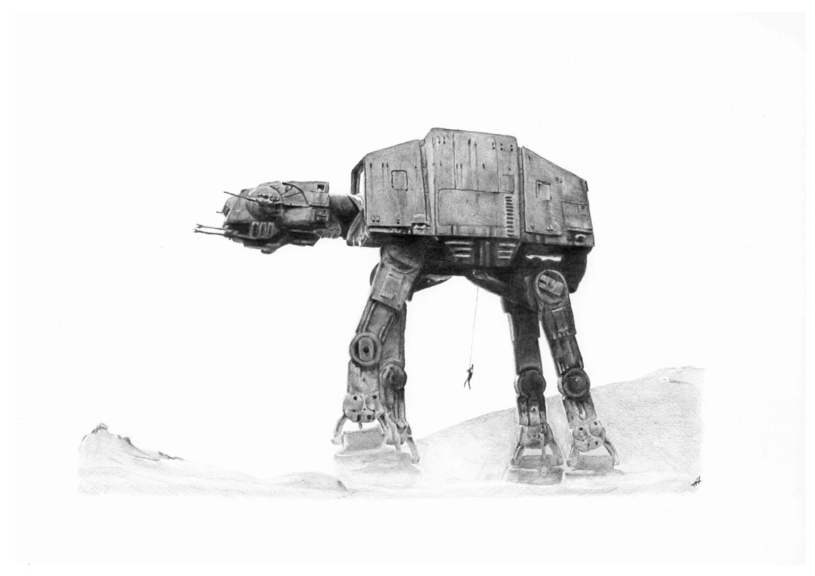 AT-AT WALKER pencil drawing | Etsy