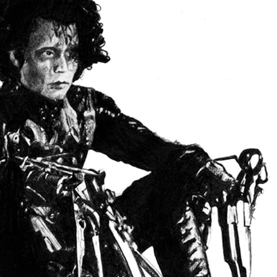 Edward Scissorhands Hands Pencil Drawing Print Etsy Edward