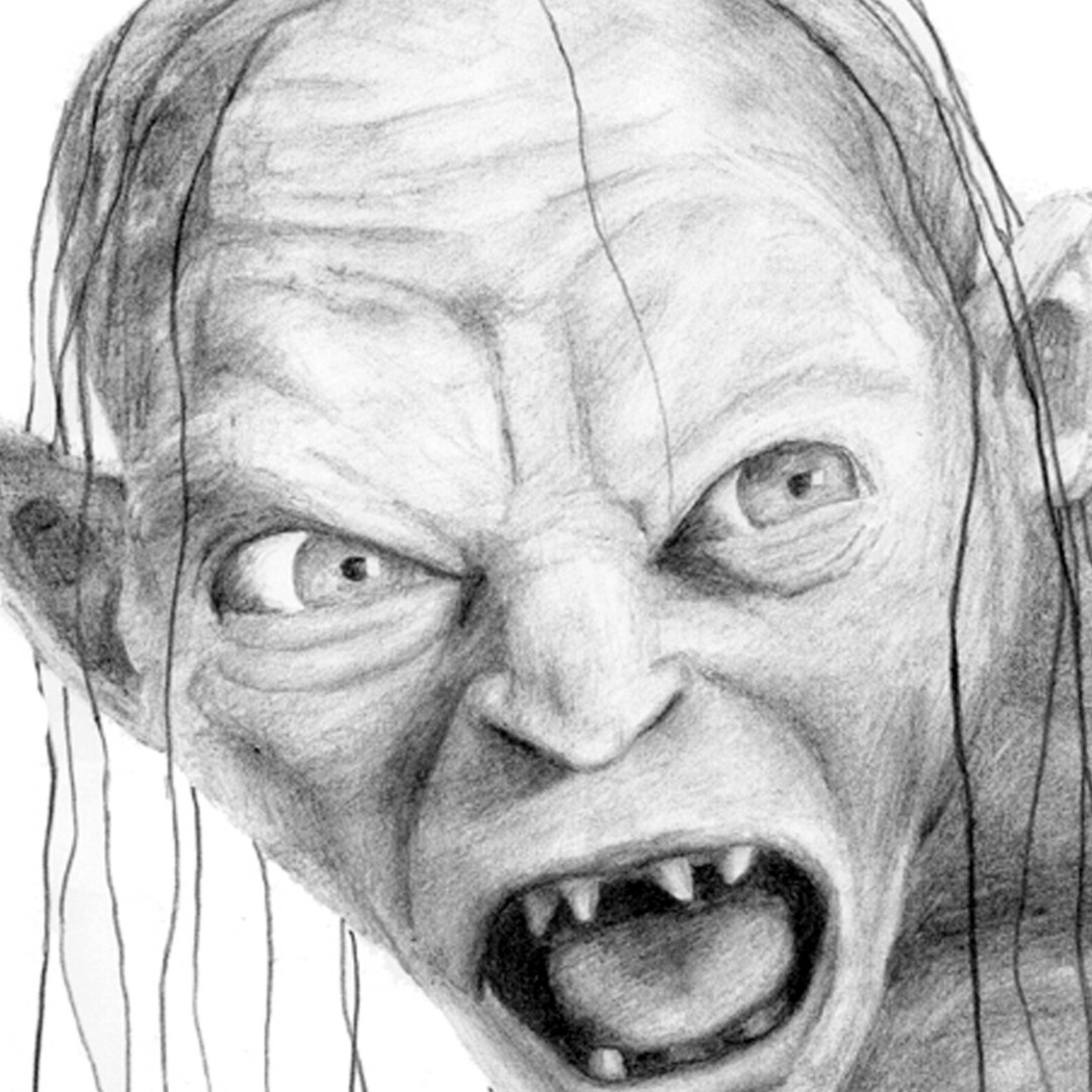 GOLLUM Pencil Drawing - Etsy UK