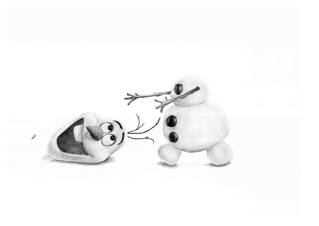 FROZEN - OLAF Chasing Head Pencil Drawing - Etsy
