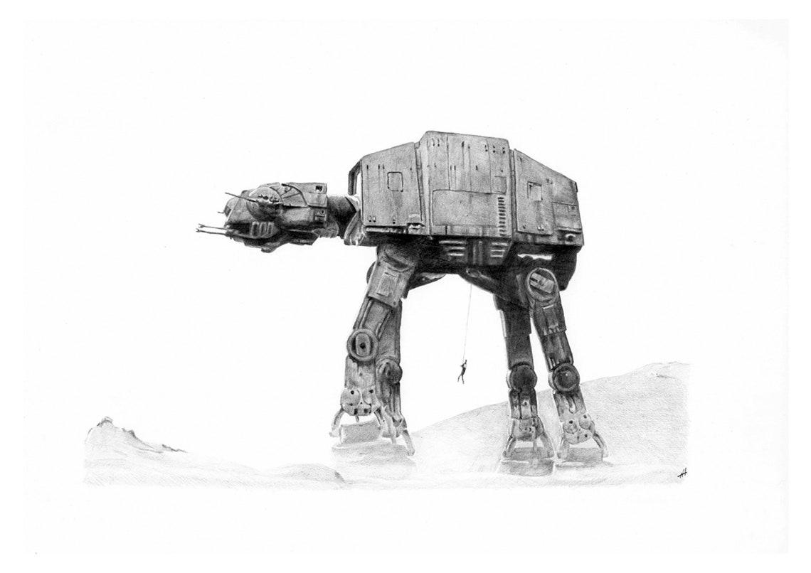 AT-AT WALKER Pencil Drawing - Etsy
