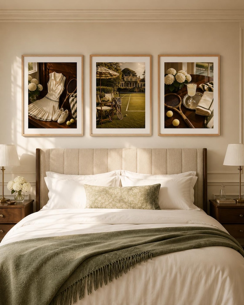 Old Money Tennis Wall Art Set, Preppy Country Club Prints (digital ...