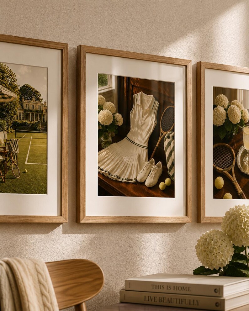 Old Money Tennis Wall Art Set, Preppy Country Club Prints (digital ...