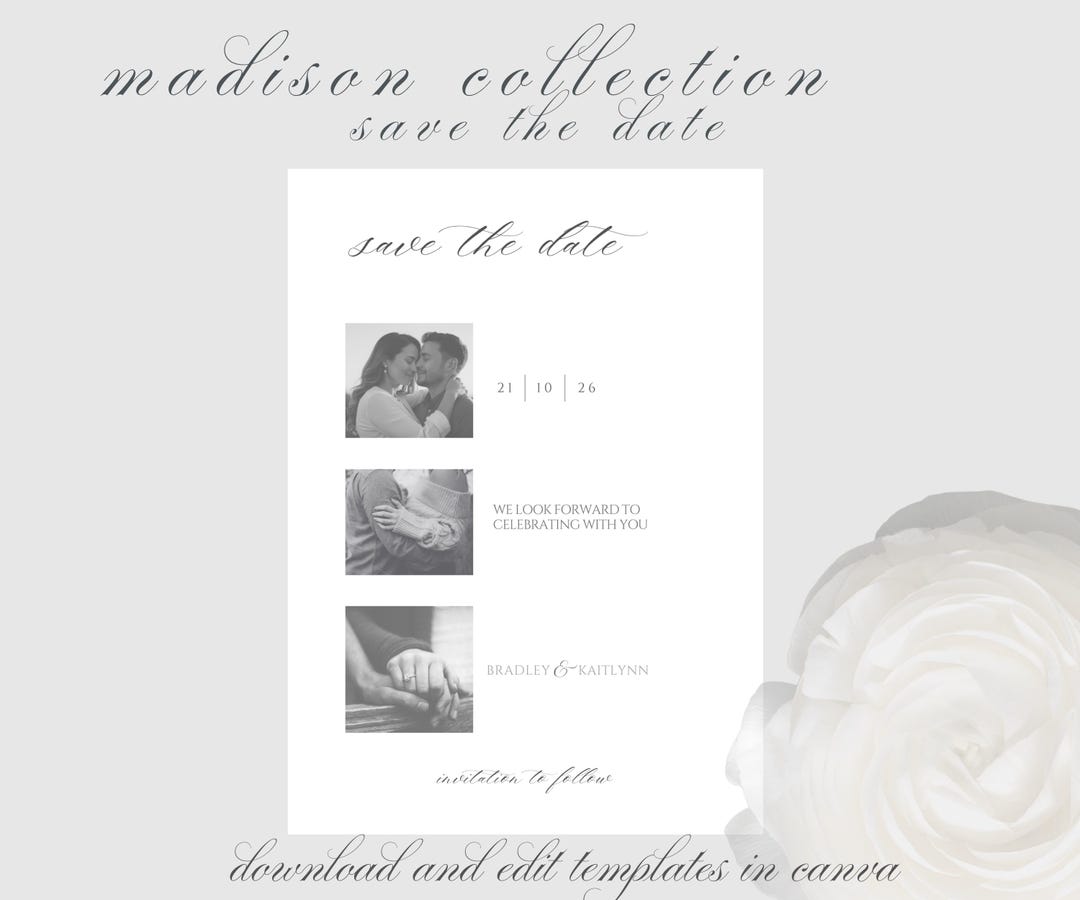 Modern Luxury Save the Date Template | Editable Canva Wedding ...