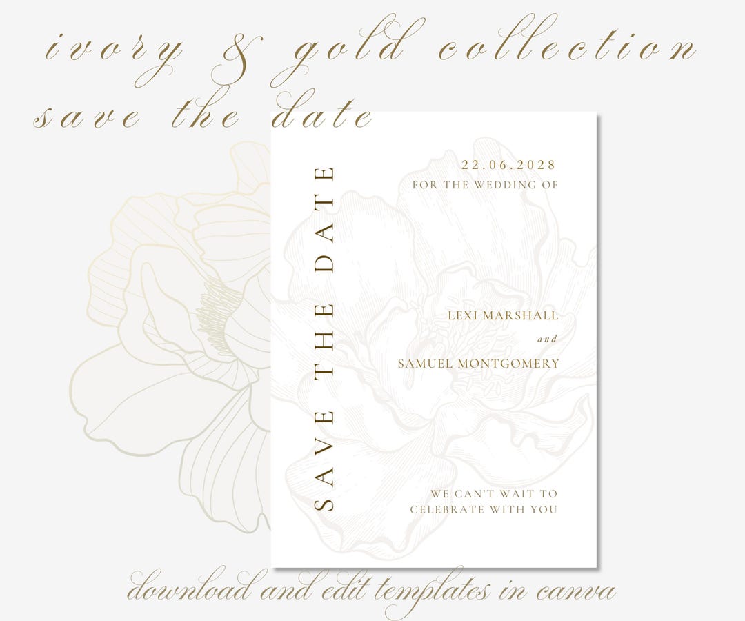 Save the Date Template | Editable Canva Wedding Announcement ...