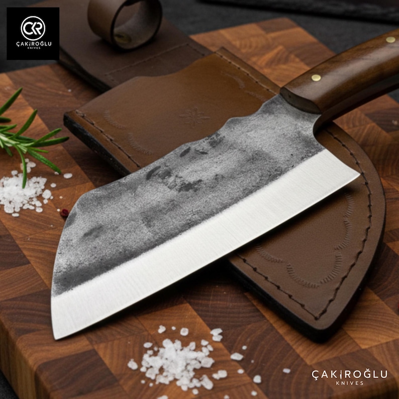 Hand Forged Serbian Chef's Almazan Knife - Walnut Wood, Padauk & Olive ...