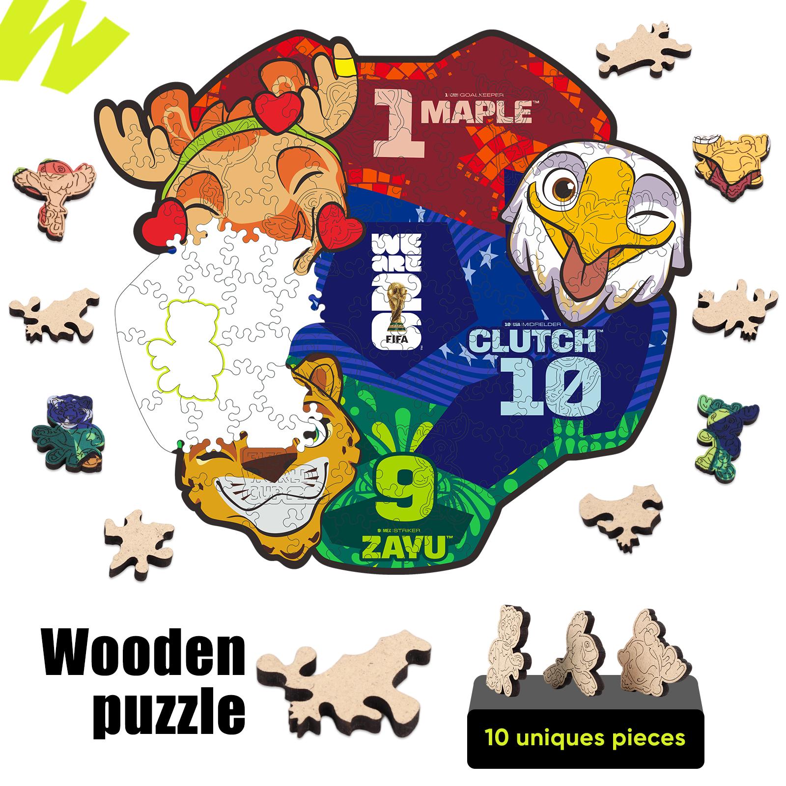 FIFA World Cup 2026 Trio of Mascots Themed Wooden Puzzles, 150 Pieces ...