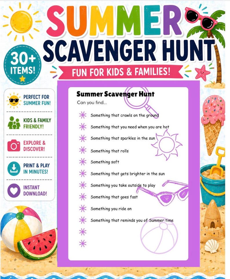 Summer Scavenger Hunt Bundle| Printable Download - Etsy