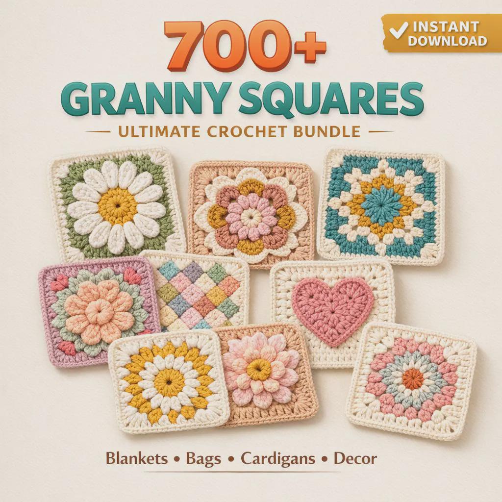 Mega Crochet Patterns Bundle PDF, Amigurumi, Granny Squares, Baby, Bags ...