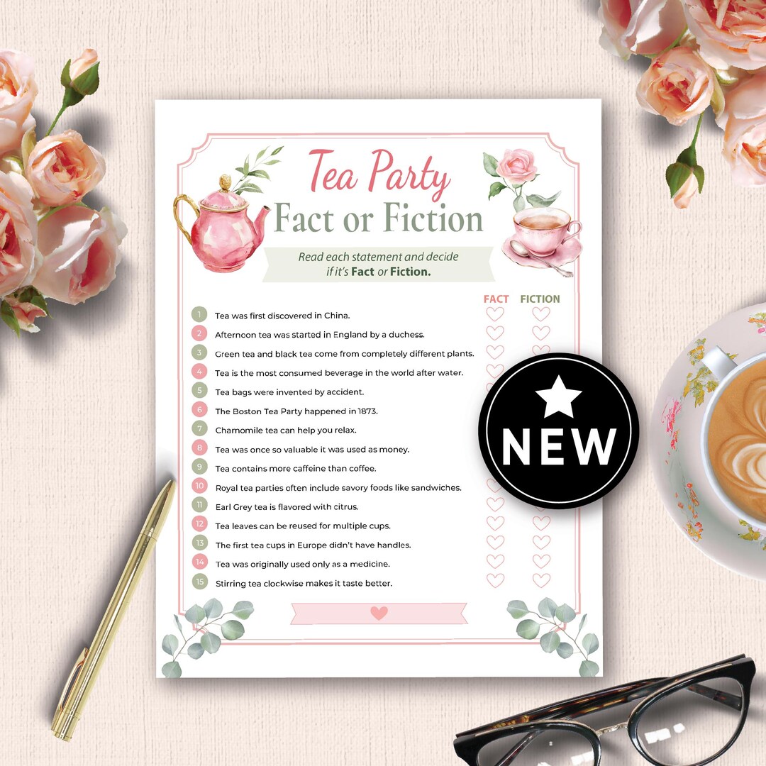 Printable Fact or Fiction Tea Party Game Adult Tea Party Trivia Ladies ...