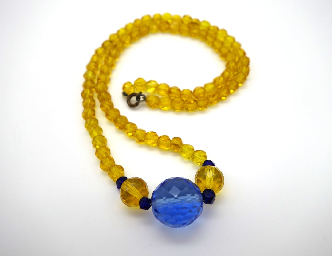 Art Deco Necklace Flapper Necklace, 1920's Necklace, Citrine Glass ...