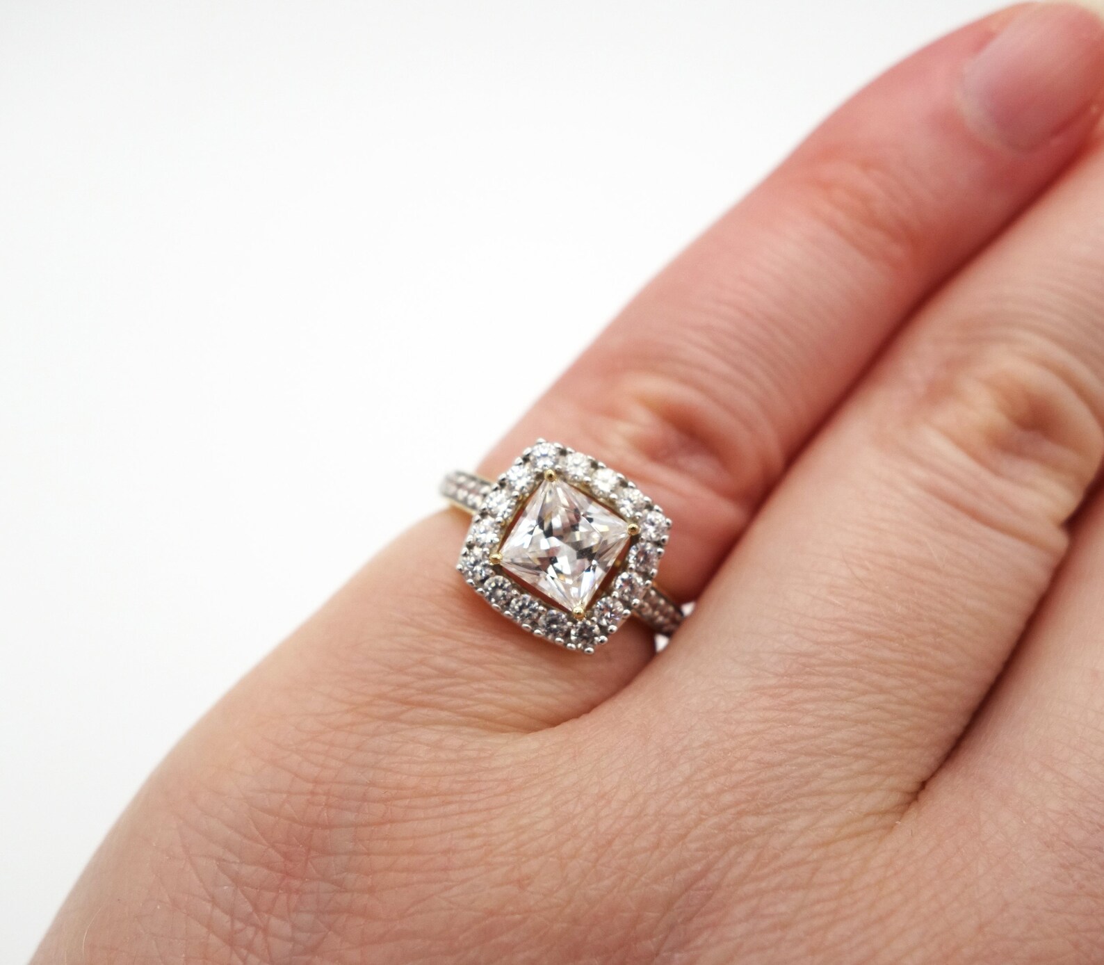 10k Halo Ring 10k Ring Samuel Aaron Ring Princess Cut Ring - Etsy