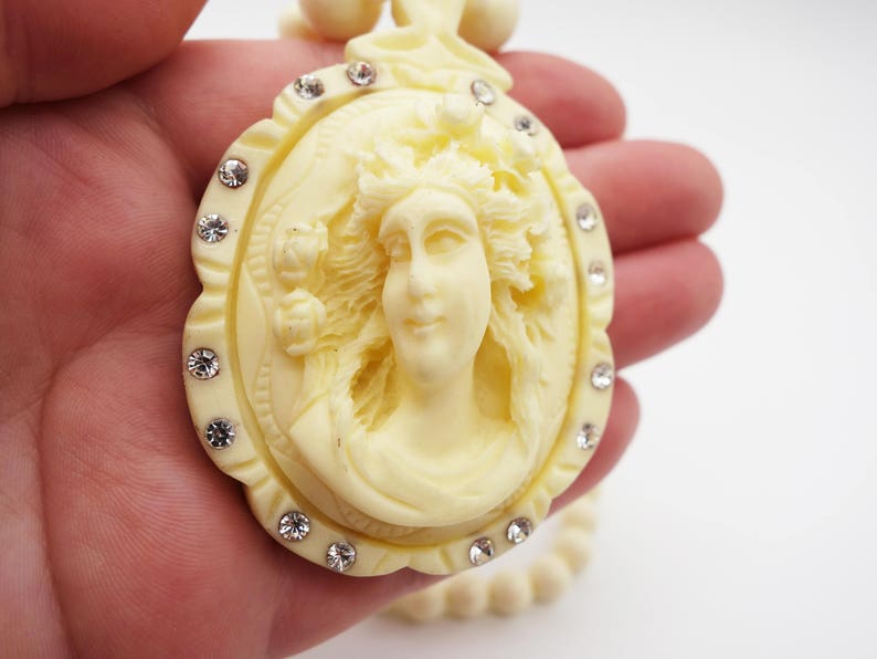 LARGE High Relief Cameo Necklace, 3D Cameo, Large Cameo Pendant, Deeply ...