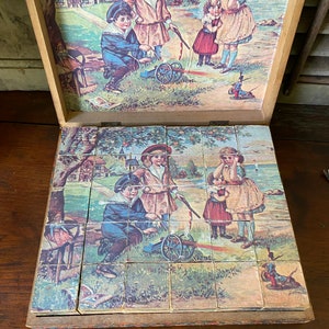 Antique Early 1900’s Victorian Block Puzzle,lithograph Block Box,early ...