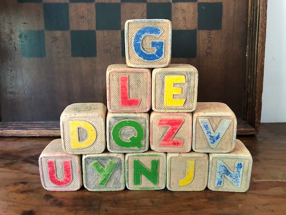 Lot of 12 Antique Wooden Blocks - Etsy