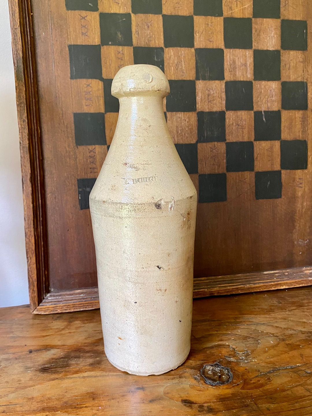 Antique 1800s Stoneware Ale Bottle,primitive Decor,r.burg,19th Century ...