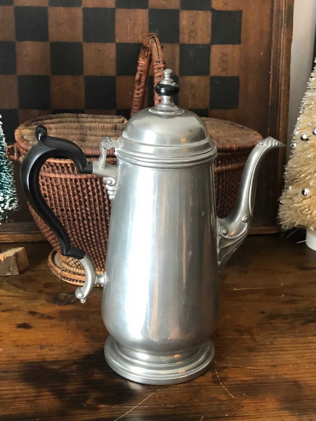 Antique Oneida Heirloom Pewter Teapot With Black Bakelite Handle and ...