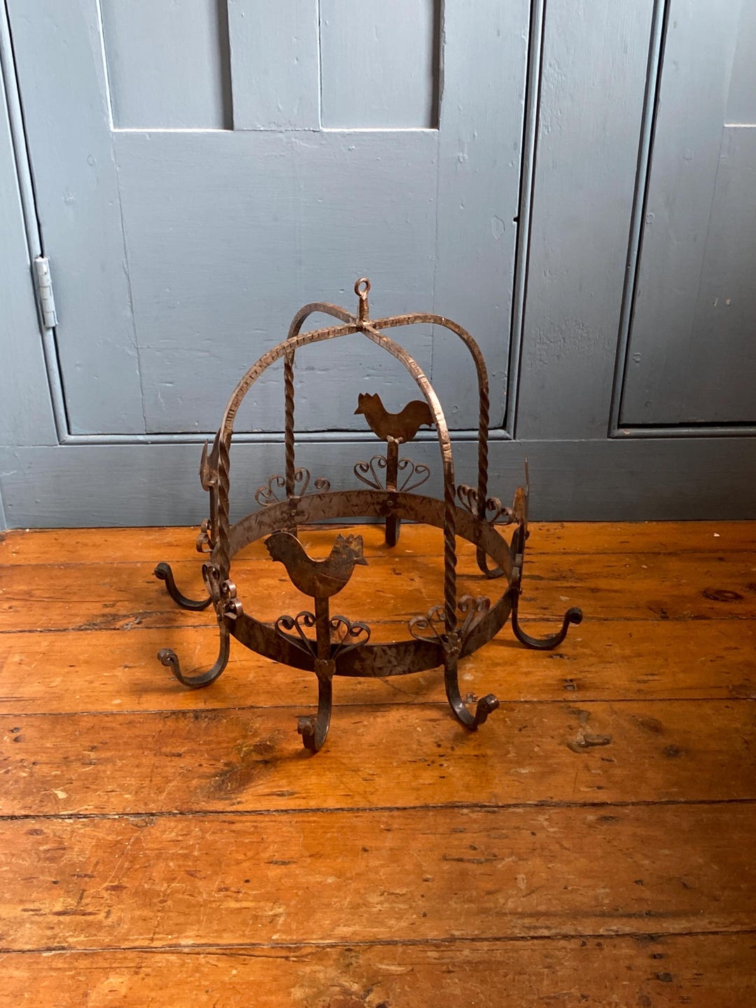 Vintage Hand Wrought Iron Kitchen Rack,pots and Pans Storage,primitive ...