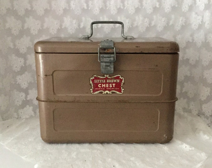 Vintage 1950s " Little Brown Chest" Metal Cooler - Etsy