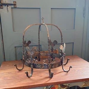 Vintage Hand Wrought Iron Kitchen Rack,pots and Pans Storage,primitive ...