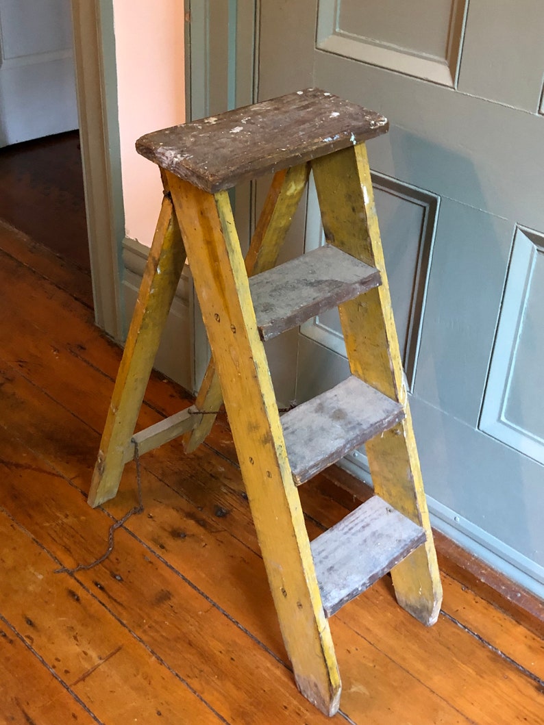 Vintage Wood Folding Step Ladder // Cottage Chic // Farmhouse | Etsy