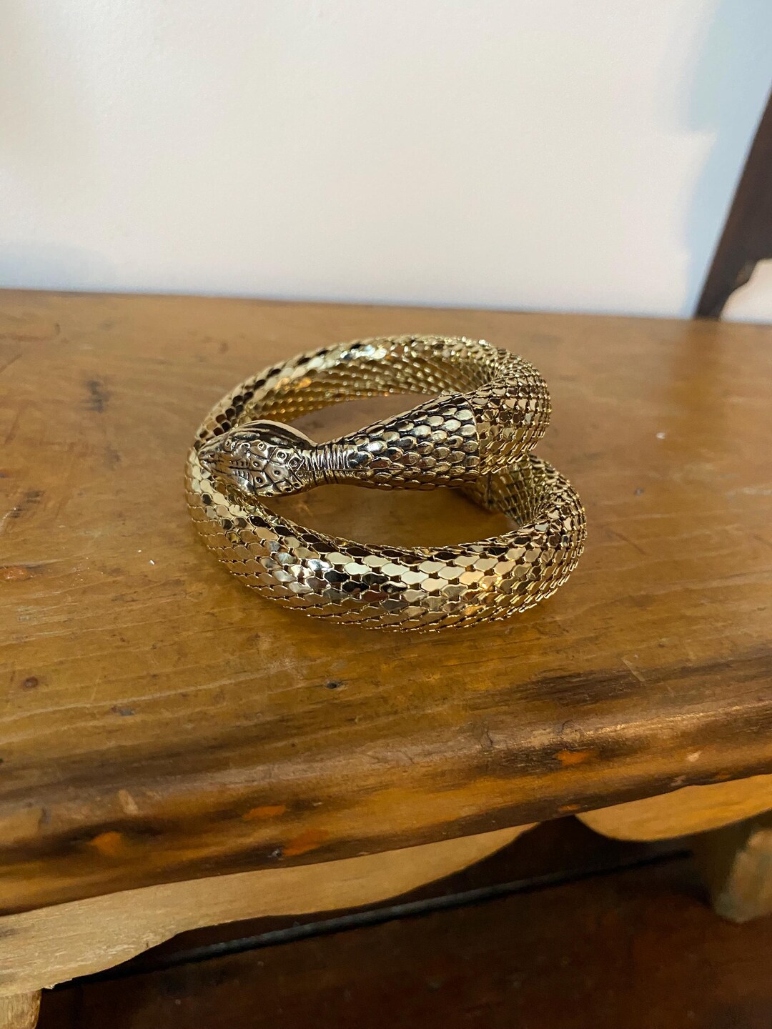 Vintage Gold Metal Mesh Single Coil Snake Bracelet,whiting and Davis ...