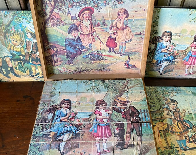 Antique Early 1900’s Victorian Block Puzzle,lithograph Block Box,early ...