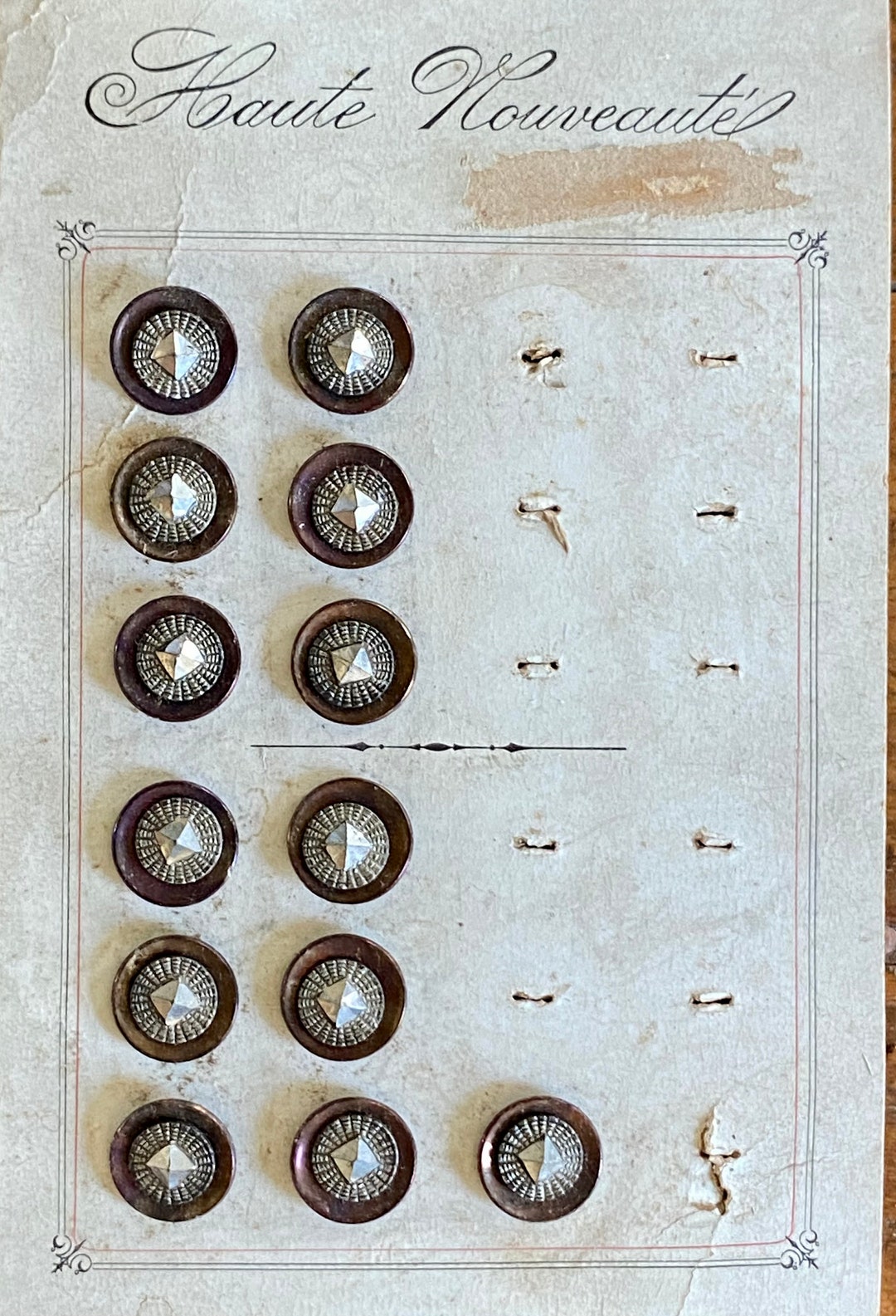 Antique Original Carded Buttons,art Nouvea,metal Loop Shank - Etsy