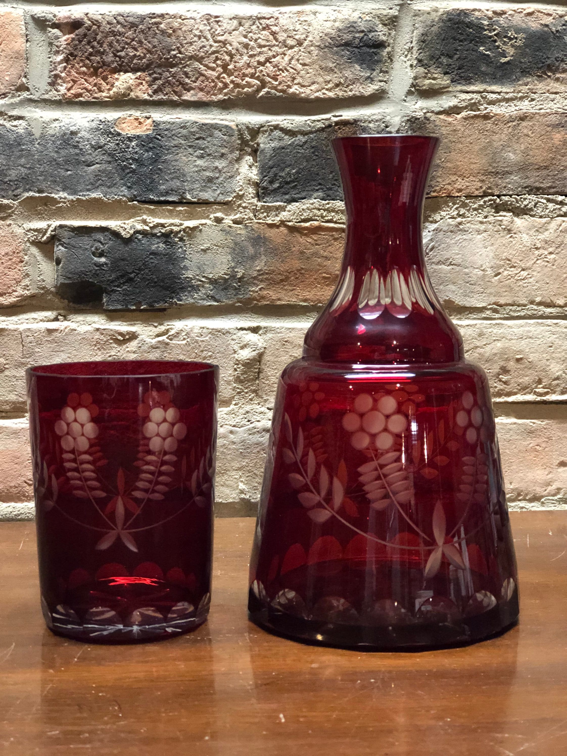 Antique Early American Pressed Glass Ruby Water Set,etched Glass - Etsy