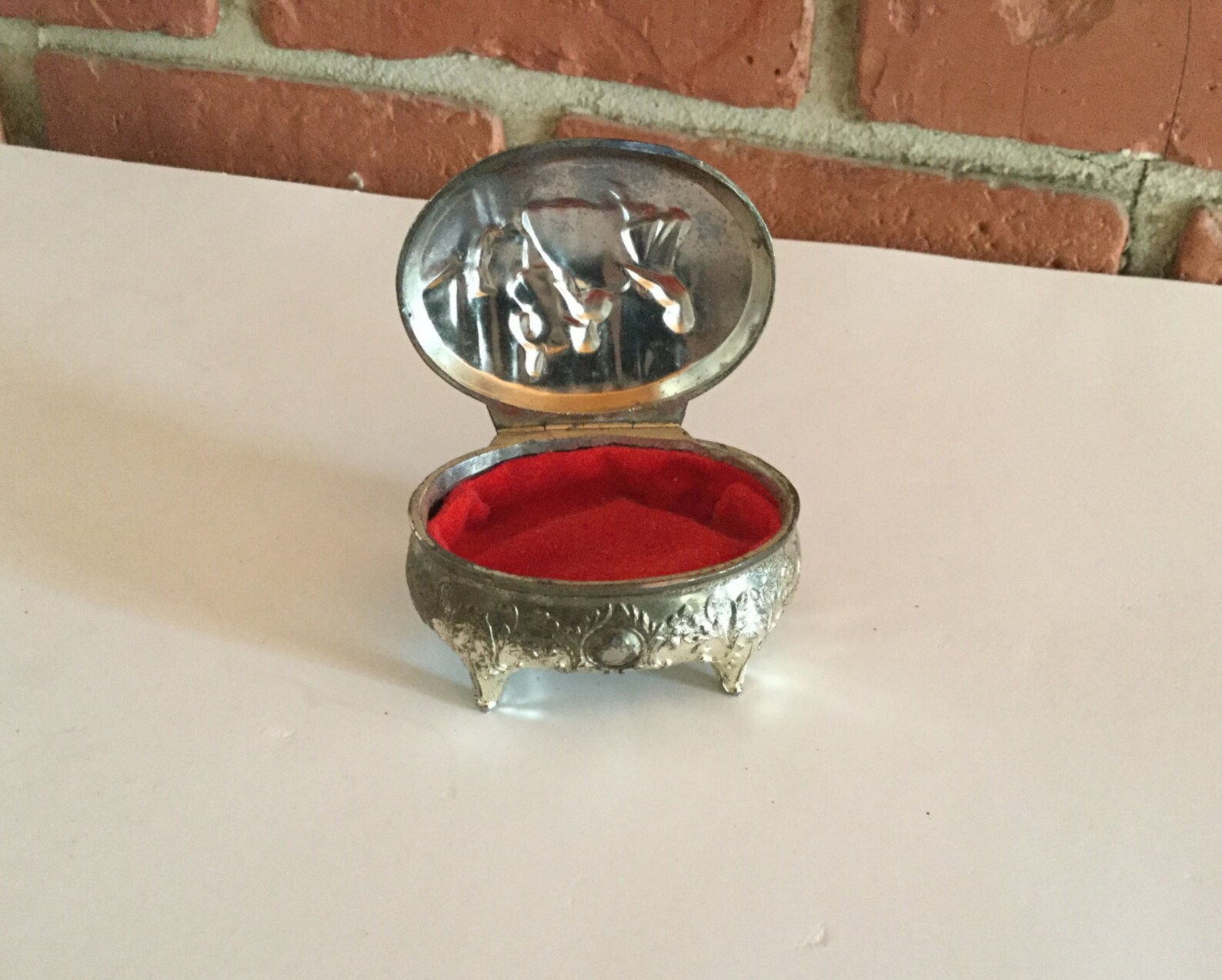 Vintage Trinket Box Ring Box Siver Tone Metal - Etsy