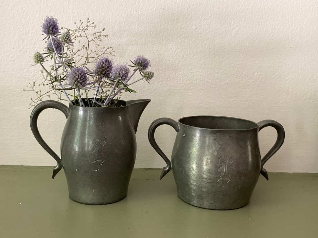 Antique Insico Pewter Sugar and Creamer,food Photo Prop,blog Prop - Etsy