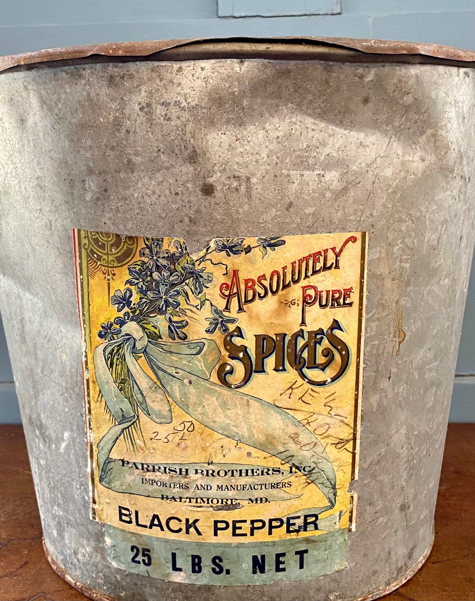 Antique Parrish Brothers Black Pepper Spice Tin Pail - Baltimore ...