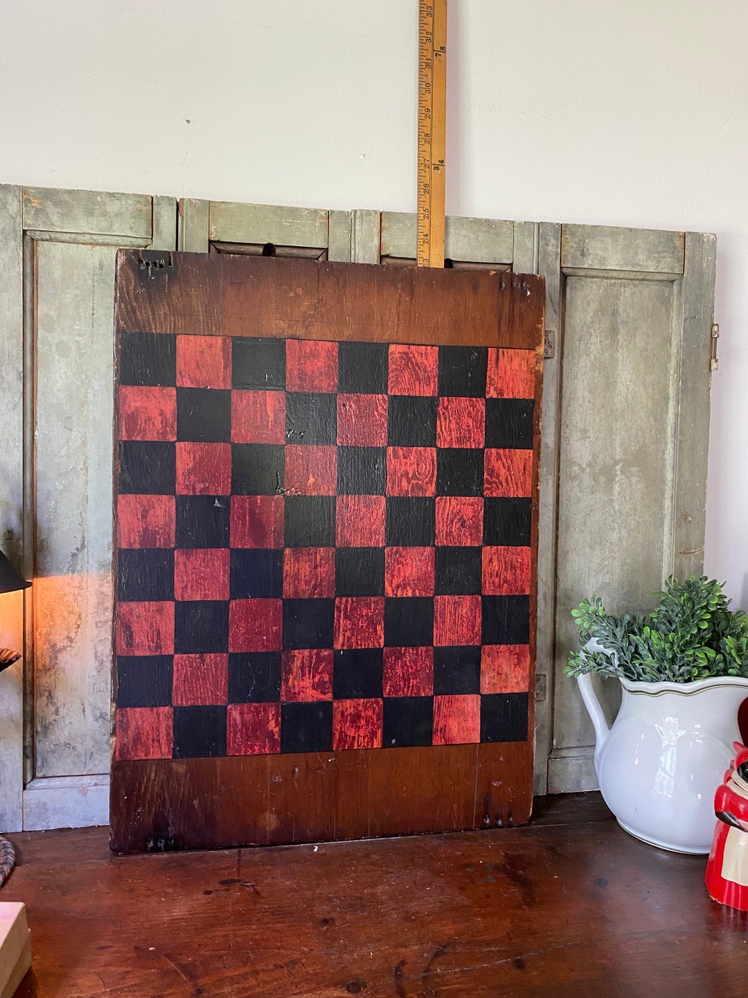 Antique Primitive Hand Made Checker Board,game Board,primitive ,home ...
