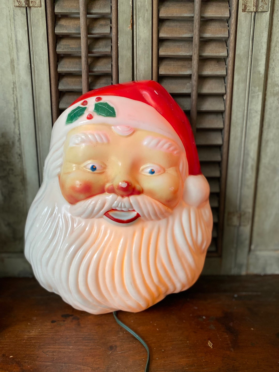 Vintage Hard Plastic Lighted Santa Head,1950s Christmas Decor - Etsy