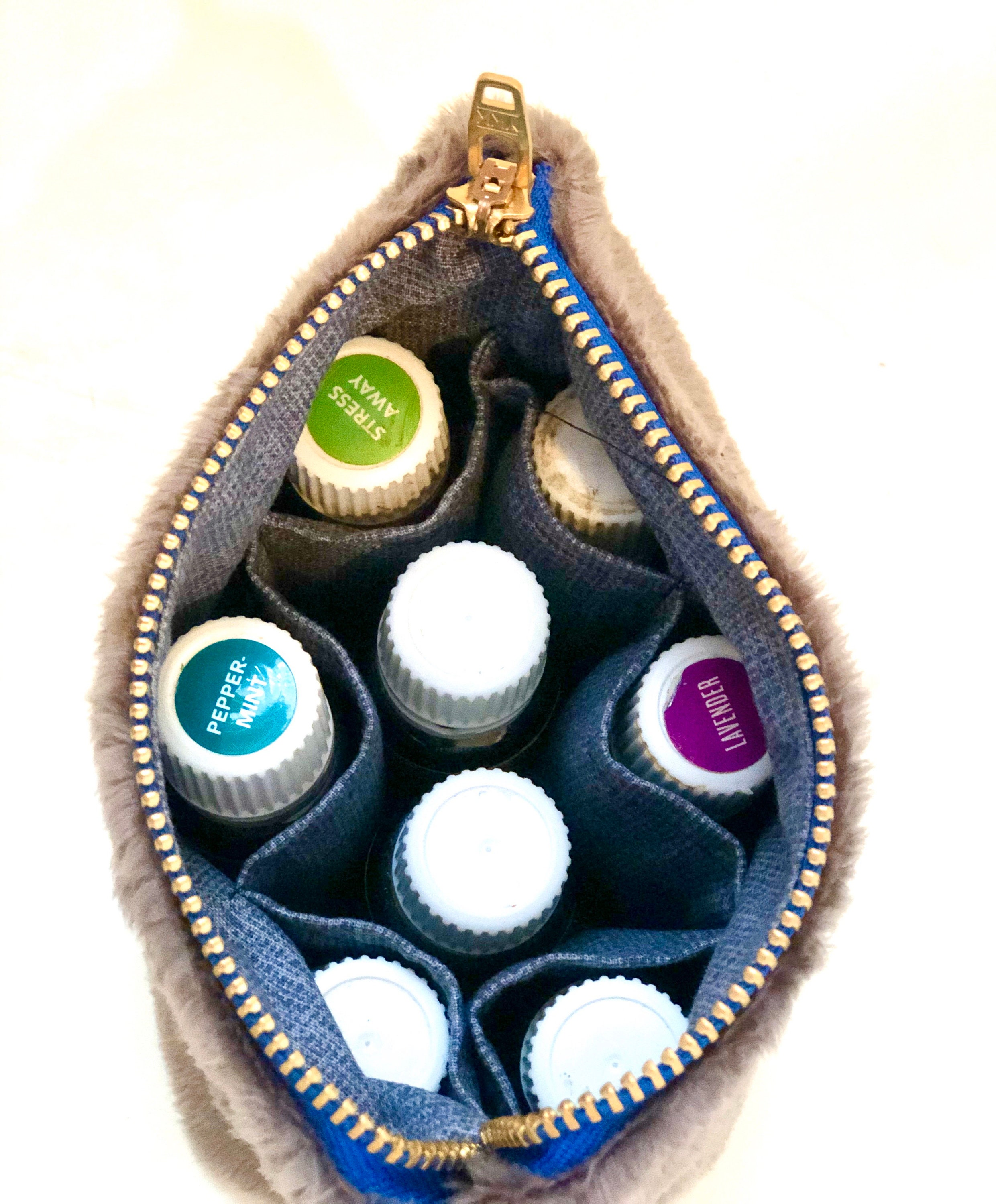 Essential oil bag case holds 6 bottles Mini flat neutral | Etsy