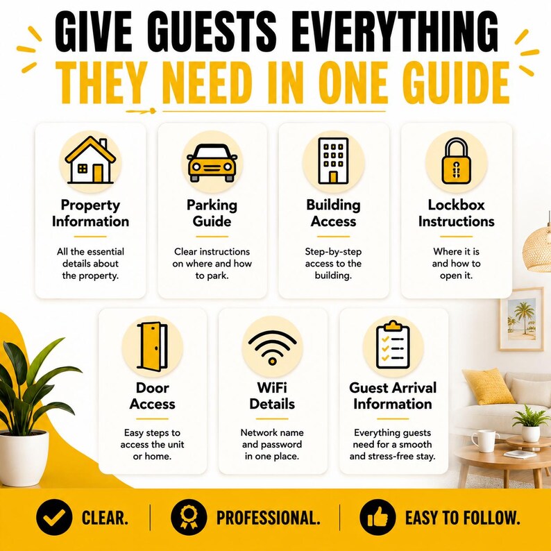 Self Check-in Guide Template | Vacation Rental Guest Book (canva ...